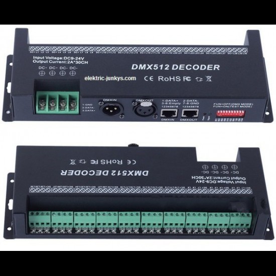 DMX512 Decoder for LED Strips 30 Channels DMX RGB Controller